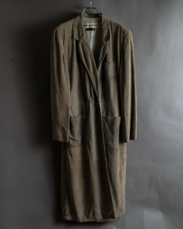 "GIORGIO ARMANI" Brushed shades suede leather long coat – MOOD