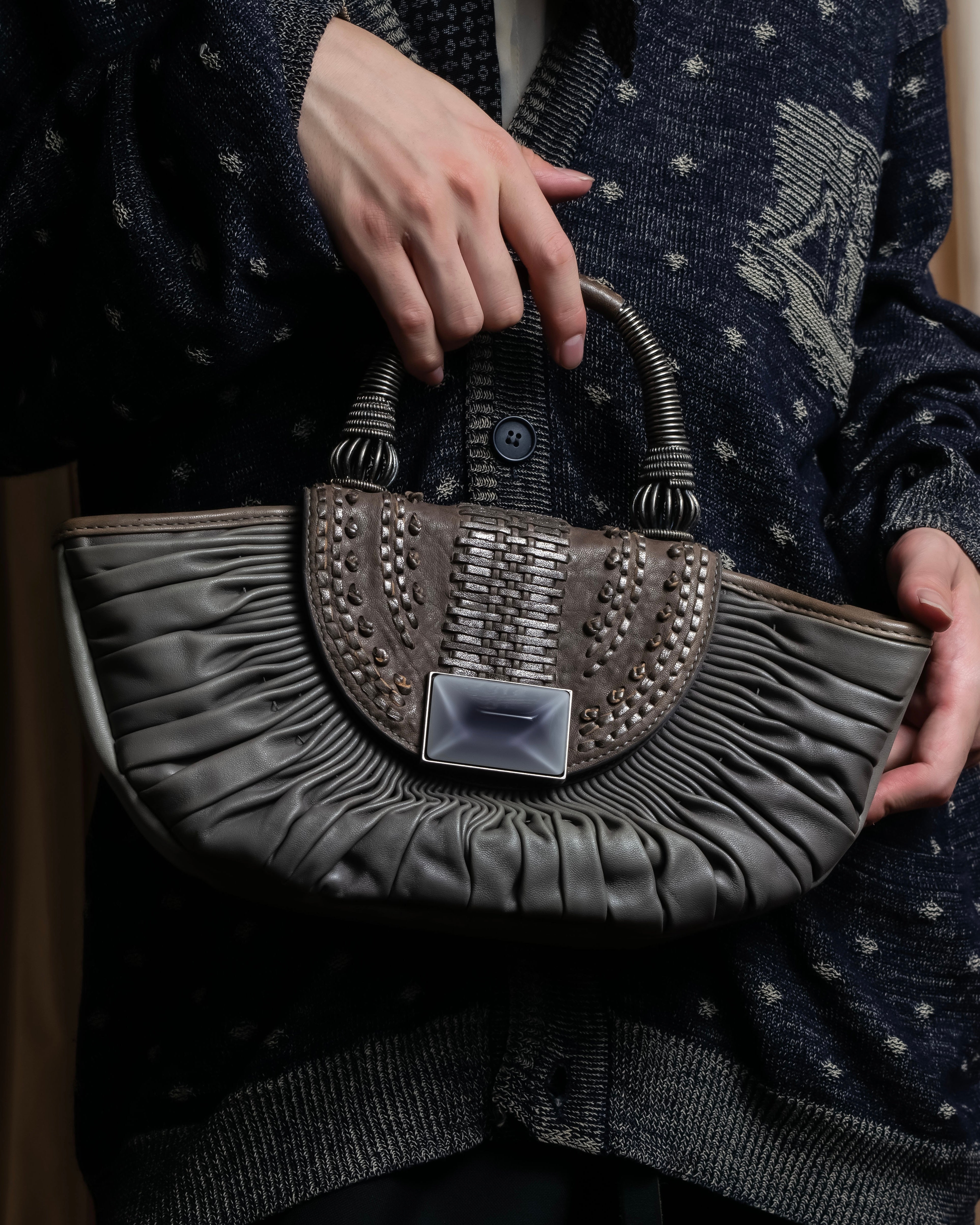 "Christian Dior" John Galliano period Gathering design leather hand ba ...