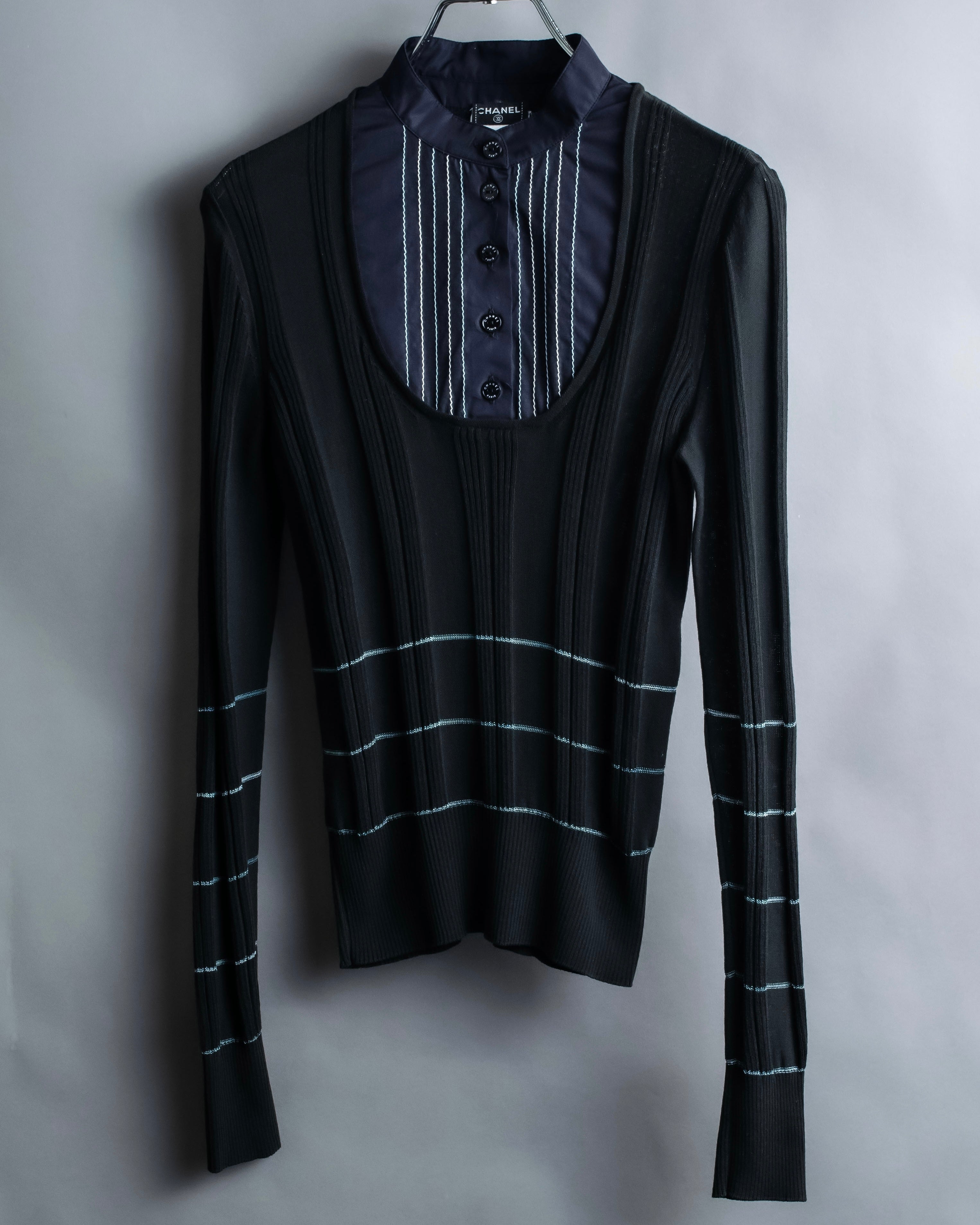 "CHANEL” Shirt layered border design knit – MOOD